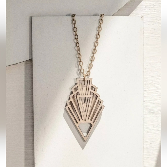 Fool's Gold | Jewelry | Lasercut Wood Pendant Necklace Brass Chain ...